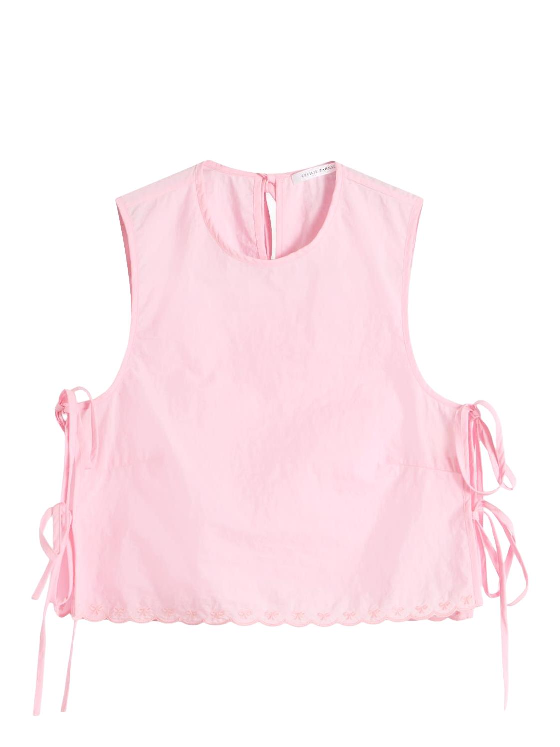 CECILIE BAHNSEN Cecilie Bahnsen Cropped Top with Bow Detail and Scalloped Hem
